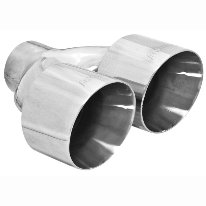 Exhaust Tip - Dual 4" Angle Cut Polished SS Fits 2.5" Tubing - Weld On ...