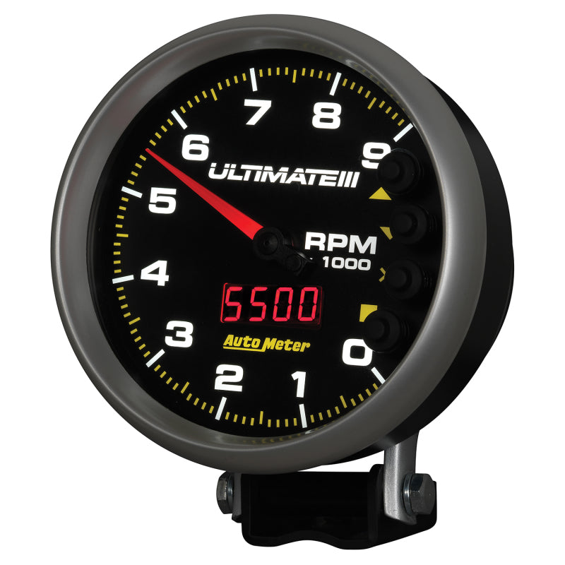 Autometer 5 inch Ultimate III Playback Tachometer 9000 RPM - Black ...