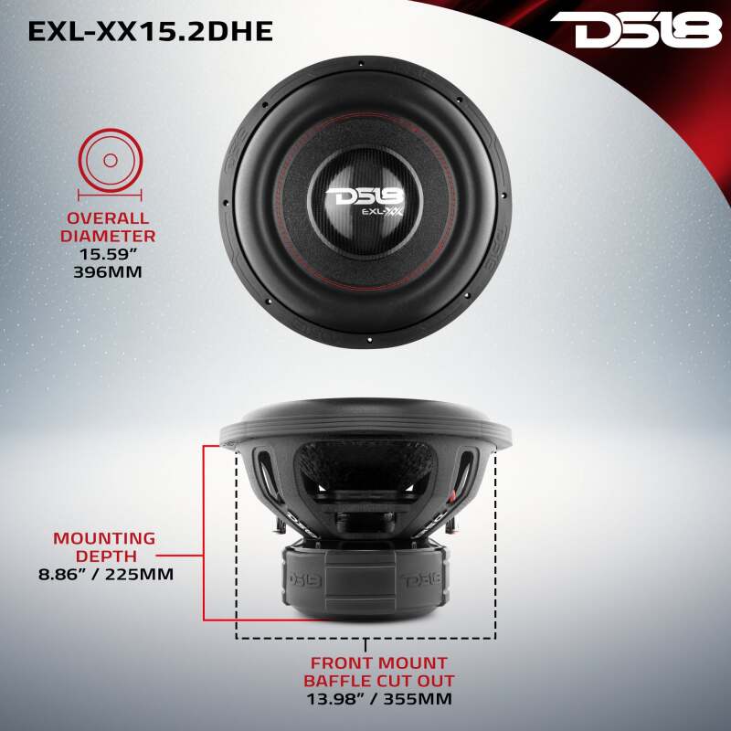 DS18 15in 2000 Watts RMS 2 ohm DVC High Excursion Subwoofers w/ Deep A ...