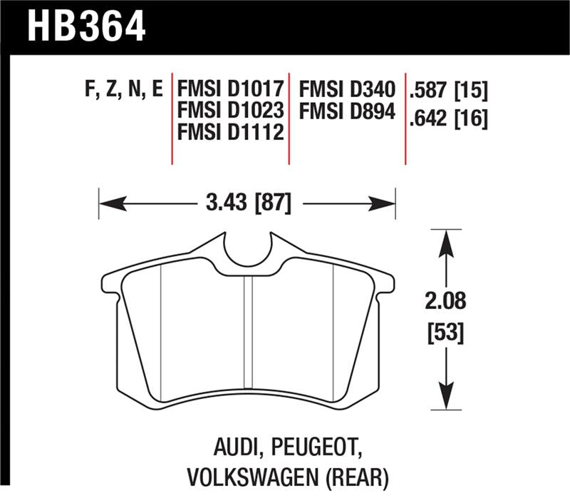 Hawk 89-92 VW Golf GTi / GLS Turbo/ GLX ( VR6) / 1.8 Turbo / VR6 / 00 ...